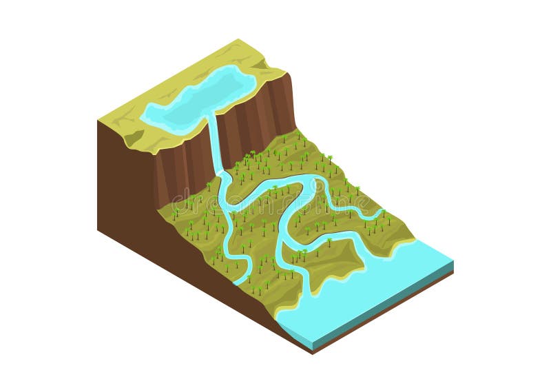 Isometric Rivers from the Mountain To Sea Stock Vector - Illustration ...