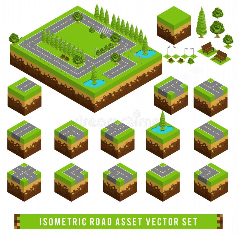 Isometric Road Asset Vector Set Stock Vector - Illustration of design ...