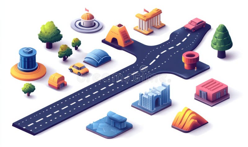 Isometric Road Construction Element Road Tiles Icon Online Game ...