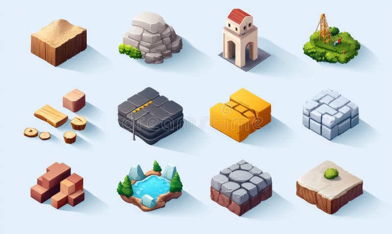 Isometric Road Construction Element Road Tiles Icon Online Game ...