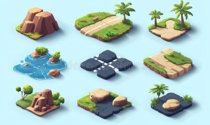 Isometric Road Construction Element Road Tiles Icon Online Game ...