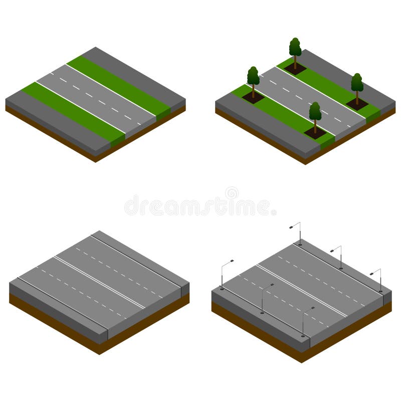 Isometric road elements. stock vector. Illustration of town - 65683665