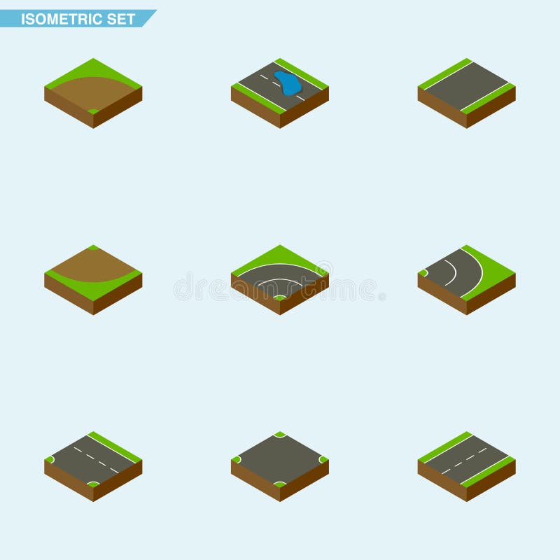 Isometric Road Set of Driveway Stock Vector - Illustration of ...