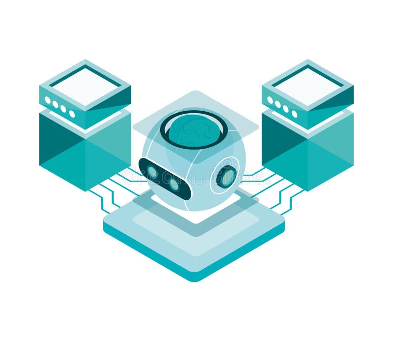 Isometric robot AI data stock vector. Illustration of data - 260997442 Isometric robot AI data stock vector. Illustration of data - 260997442