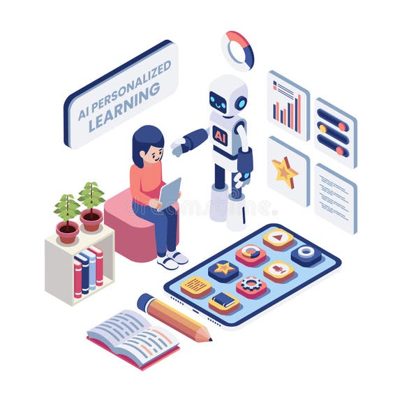 Isometric Robot Assisting Kid with AI Powered Personalized Learning ...