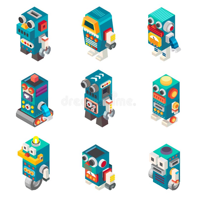 Isometric Robots Toy Set, Vector Illustration Stock Vector ... Isometric Robots Toy Set, Vector Illustration Stock Vector ...