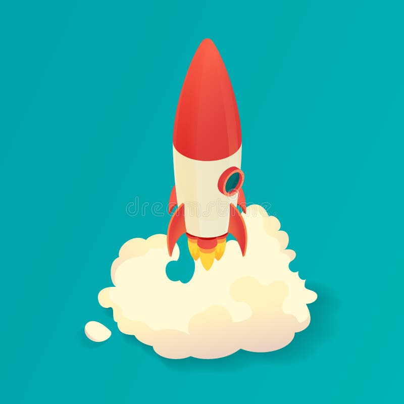 Isometric Rocket Launch. Start Up Rocket Ship. Vector Illustration ...