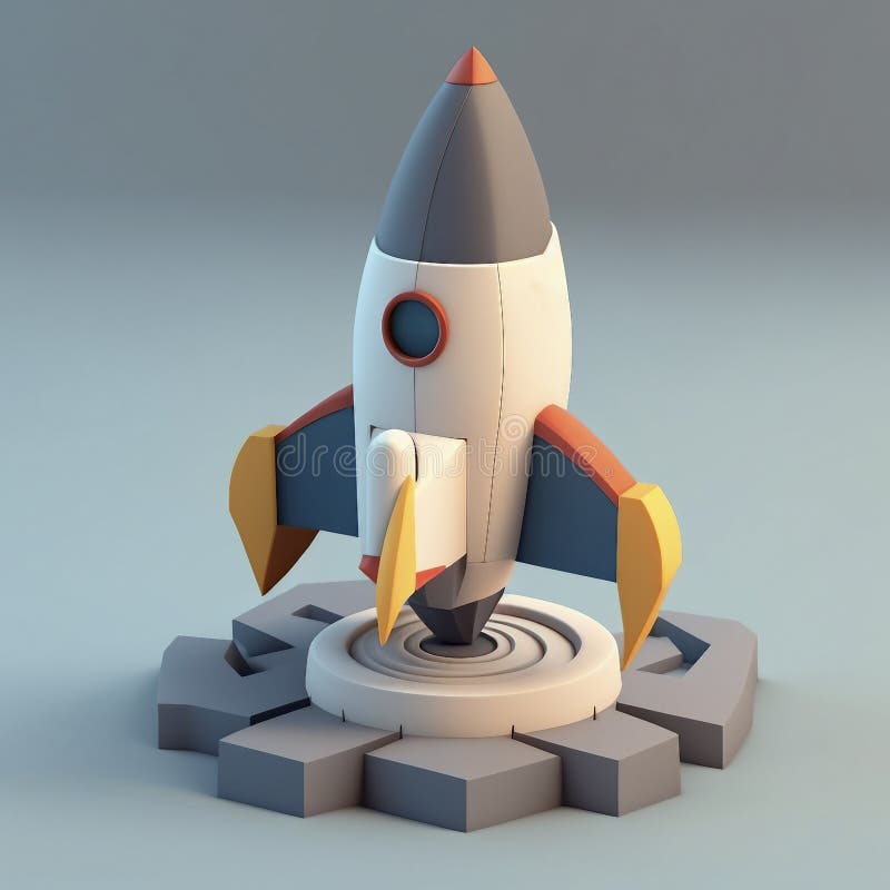 An Isometric Rocket Ship Stand by. Stock Illustration - Illustration of ...