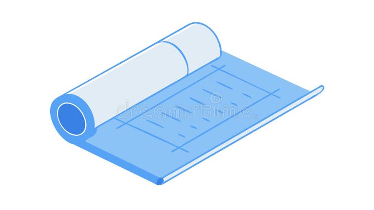 Isometric Rolled Blueprint Vector for Design and Construction, Vector ...