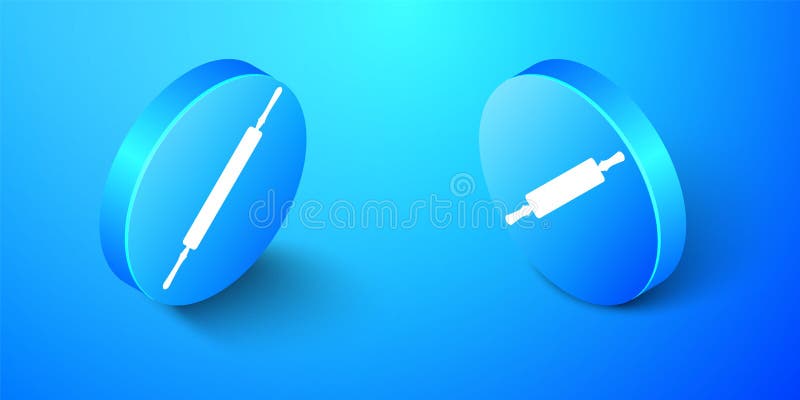 Isometric Rolling Pin Icon Isolated on Blue Background. Blue Circle ...