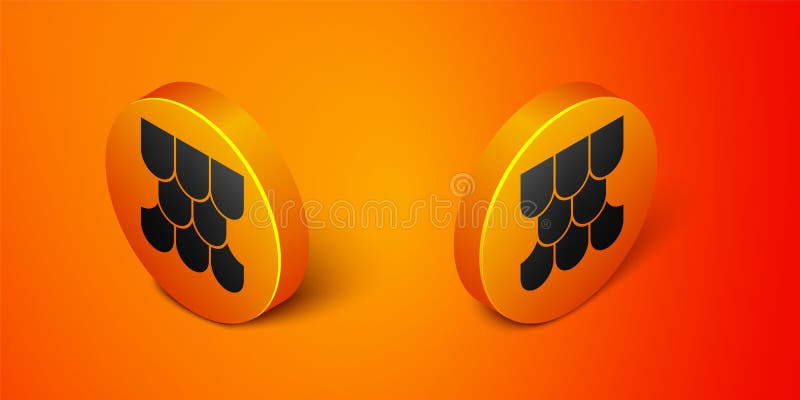Isometric Roof Tile Icon Isolated on Orange Background. Orange Circle ...