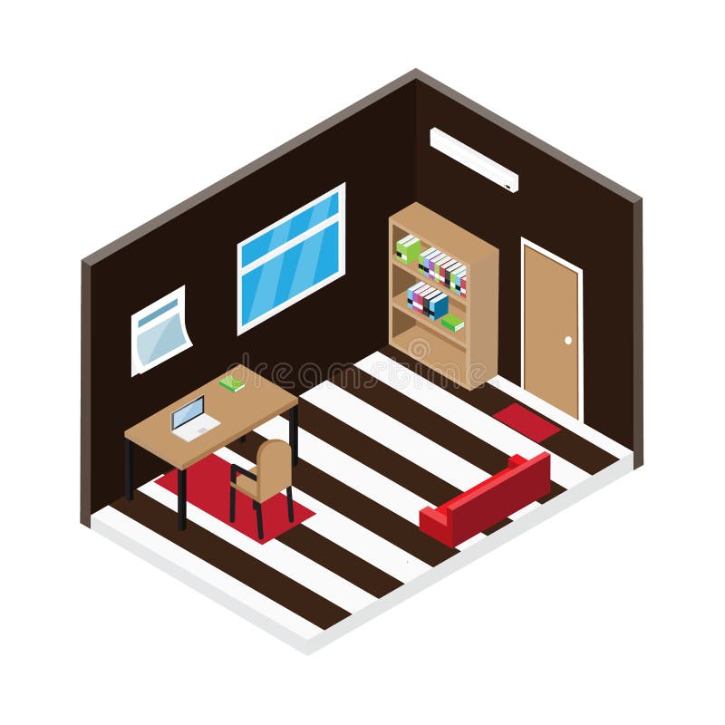 Isometric Room Vector Design. Stock Vector - Illustration of office ...