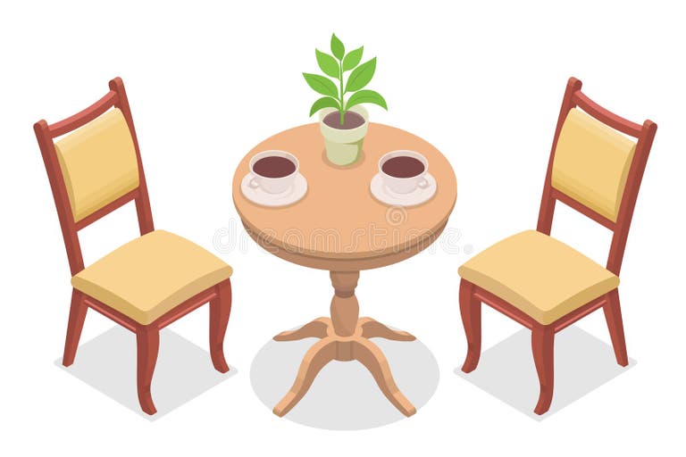 Isometric Round Table and Two Chairs Vector Stock Vector - Illustration ...