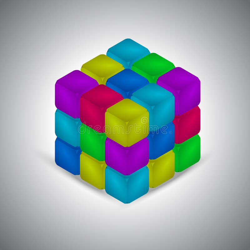 Isometric Rubiks Cube on the Gray Background Stock Vector ...