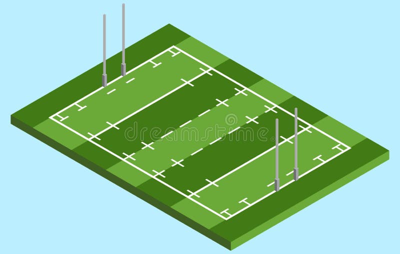 Isometric Rugby Field in Vector Stock Vector - Illustration of layout ...