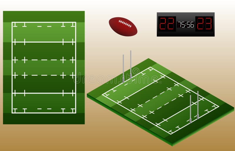 Isometric Rugby Field in Vector Stock Vector - Illustration of layout ...