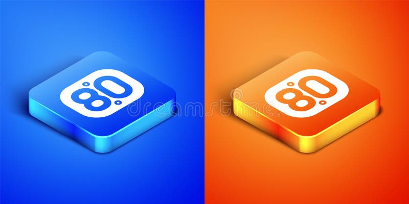 Isometric 80s Retro Icon Isolated on Blue and Orange Background ...