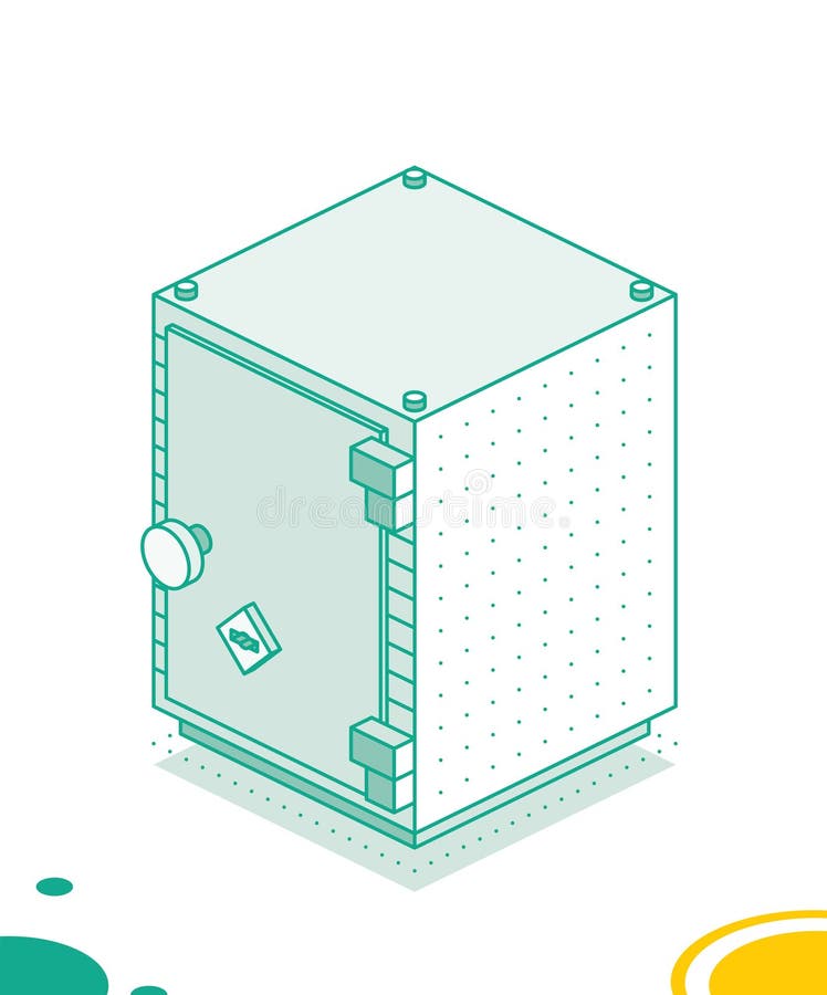 Isometric Safe. Outline Object Isolated on White Background. Icon of ...