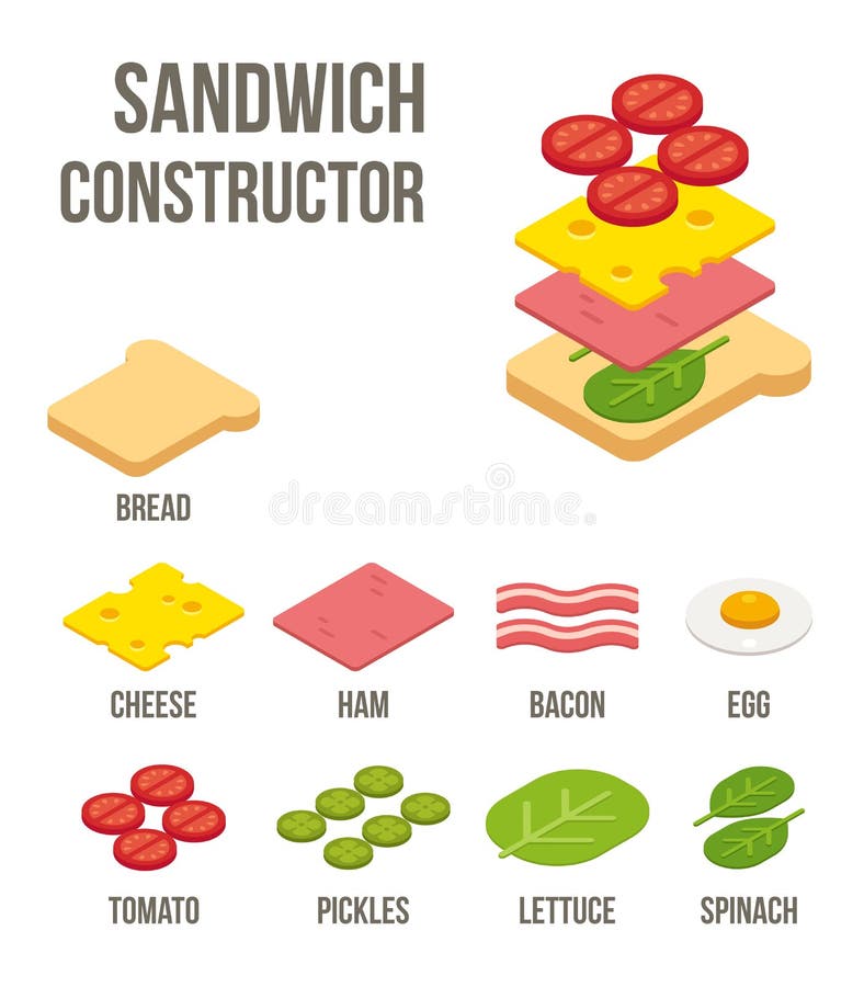 Isometric Sandwich Ingredients Stock Vector - Illustration of construct ...