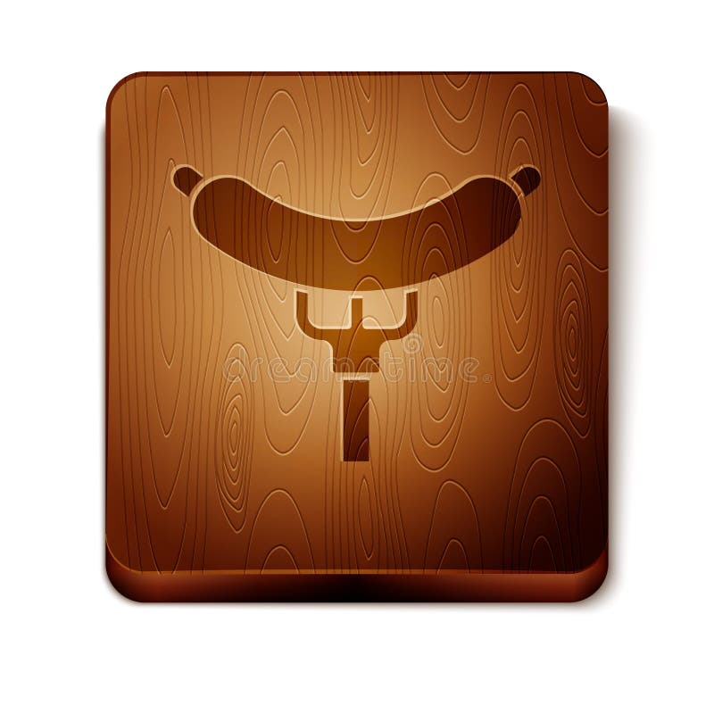 Isometric Sausage on the Fork Icon Isolated on White Background ...