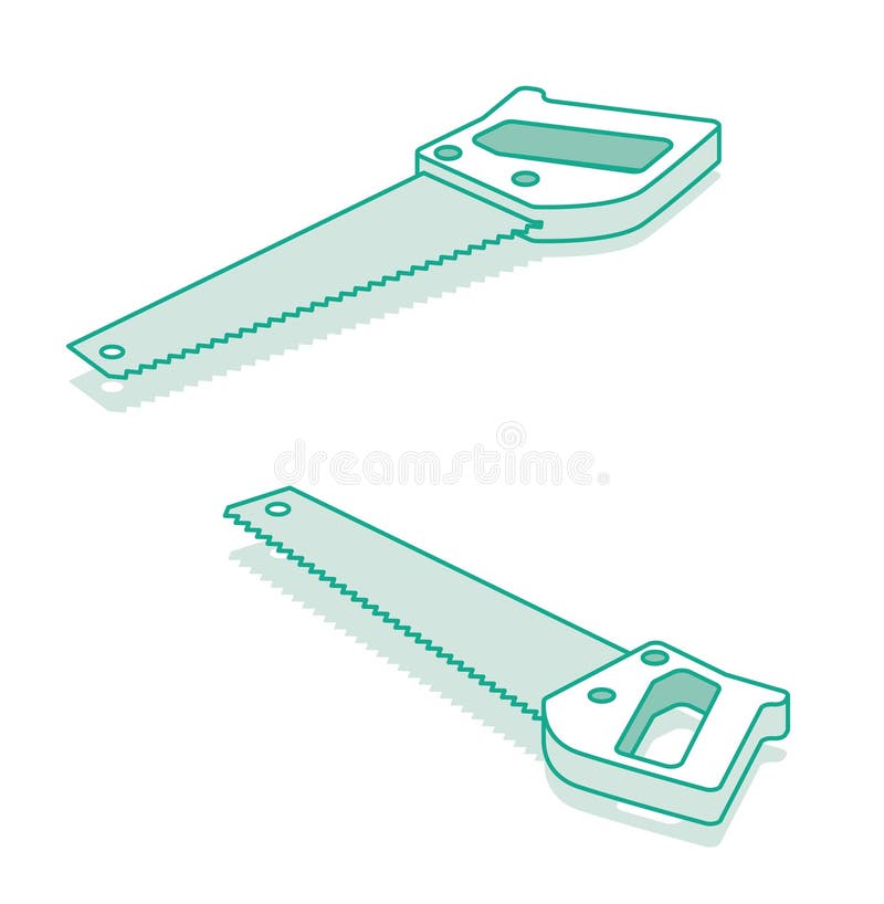 Isometric Saw. Outline 3D Object Isolated on White Background ...