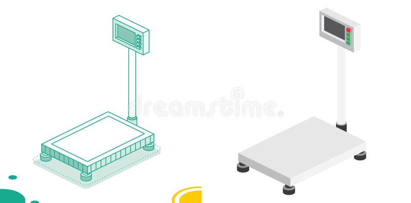 Isometric Scales for Weighing Objects and Goods. Illustration. Outline ...