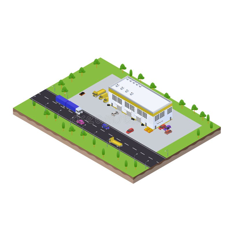 Isometric Scene of Garage Car Service Station Building Stock Vector ...