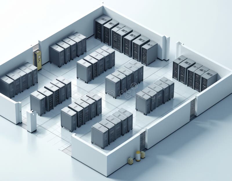 Isometric Schematic of Data Center. Computer Server Racks, Hardware ...