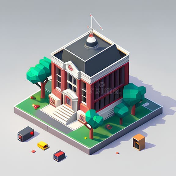 Isometric School Building. 3d Illustration of Isometric School Building ...