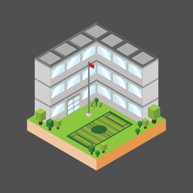 Isometric of School Building. Vector Illustration Decorative Design ...