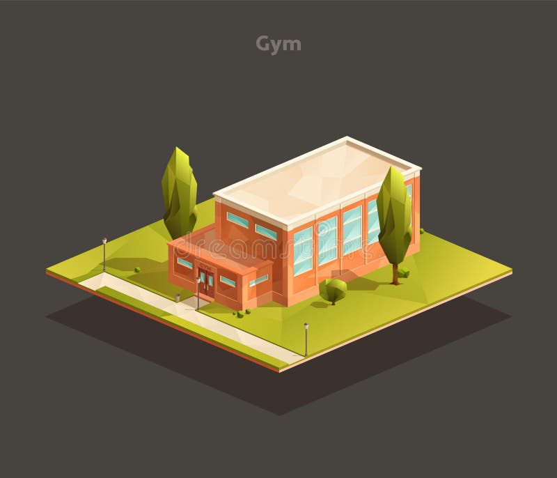 Isometric School Gym Building Stock Vector - Illustration of sport ...