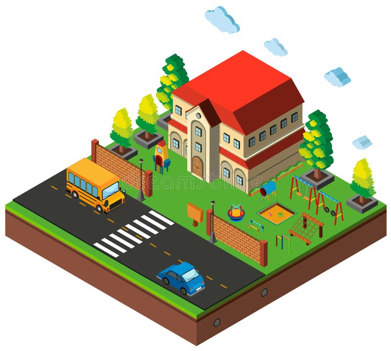 Isometric School Playground Scene Stock Vector - Illustration of ...