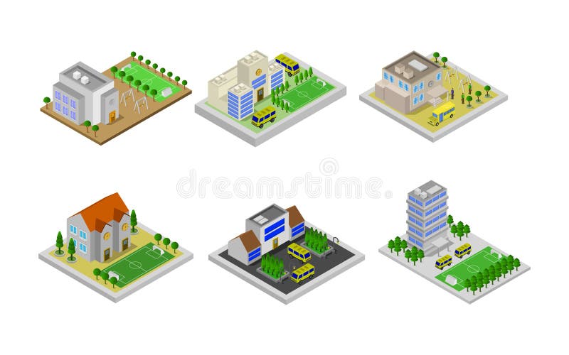 Isometric School Set Vector Illustration Stock Illustration ...