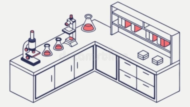 Isometric Science Lab with Glassware on Bench, Vector Design Generative ...