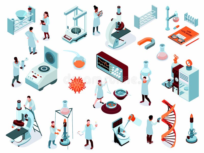 Isometric Science Laboratory Icon Set Stock Vector - Illustration of ...