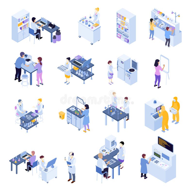 Isometric Scientific Laboratory Icon Set Stock Vector - Illustration of ...