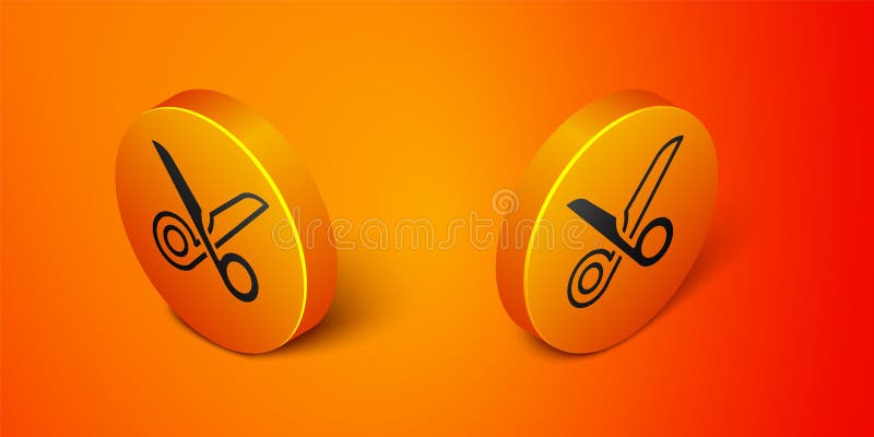 Isometric Scissors Icon Isolated on Orange Background. Cutting Tool ...