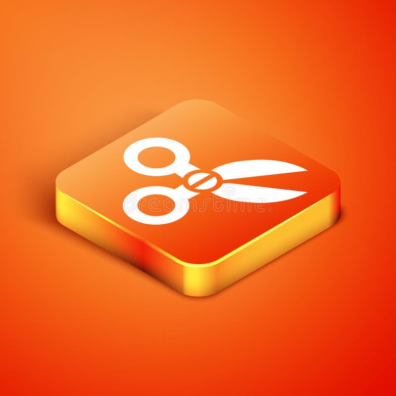 Isometric Scissors Icon Isolated on Orange Background. Cutting Tool ...