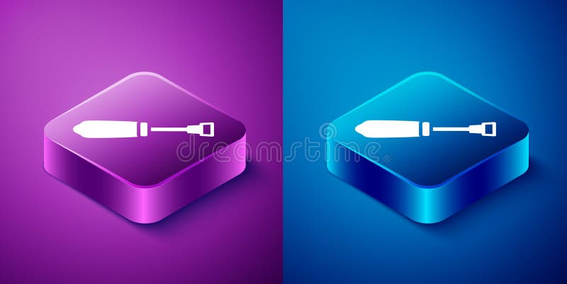 Isometric Screwdriver Icon Isolated on Blue and Purple Background ...