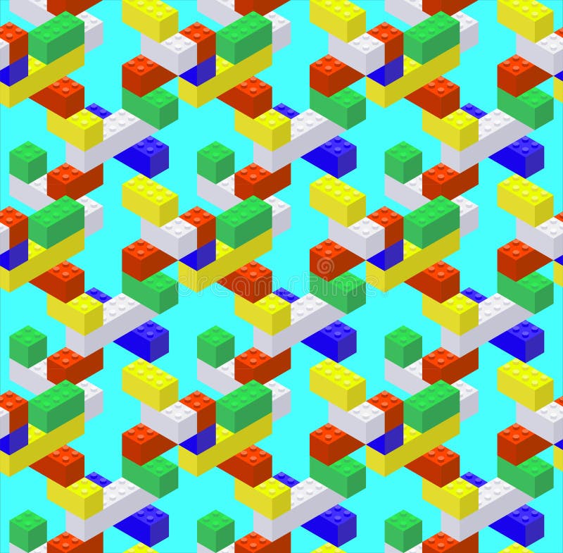 Isometric Seamless Pattern from Colored Plastic Blocks. Vector ...