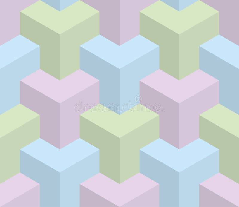 Isometric Seamless Pattern. 3D Optical Illusion Background. Stock ...