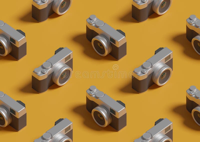 Isometric Seamless Pattern of Photo Cameras. 3d Illustration Stock ...