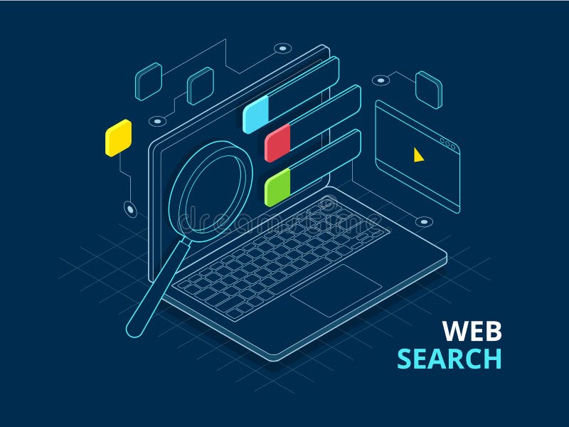 Isometric Search Engine Result Page Flat Vector. Stock Vector ...