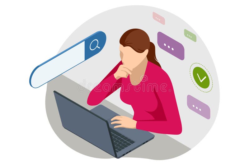 Isometric Search Online. Searching Browsing Internet, Data Information ...