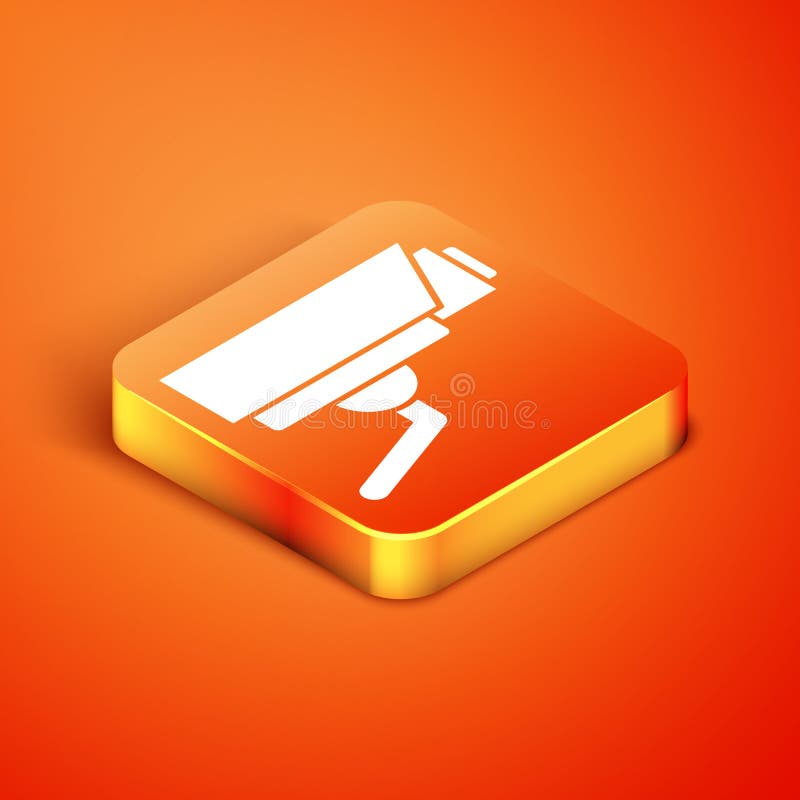 Isometric Security Camera Icon Isolated on Orange Background. Vector ...