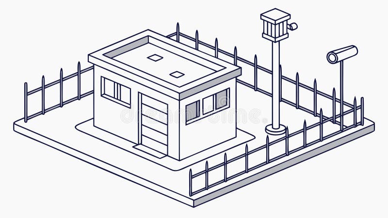 Isometric Security Checkpoint or Guardhouse with Camera, Vector Design ...