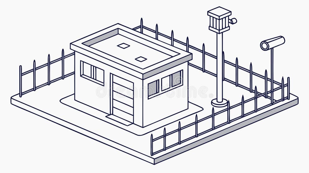 Isometric Security Checkpoint or Guardhouse with Camera, Vector Design ...