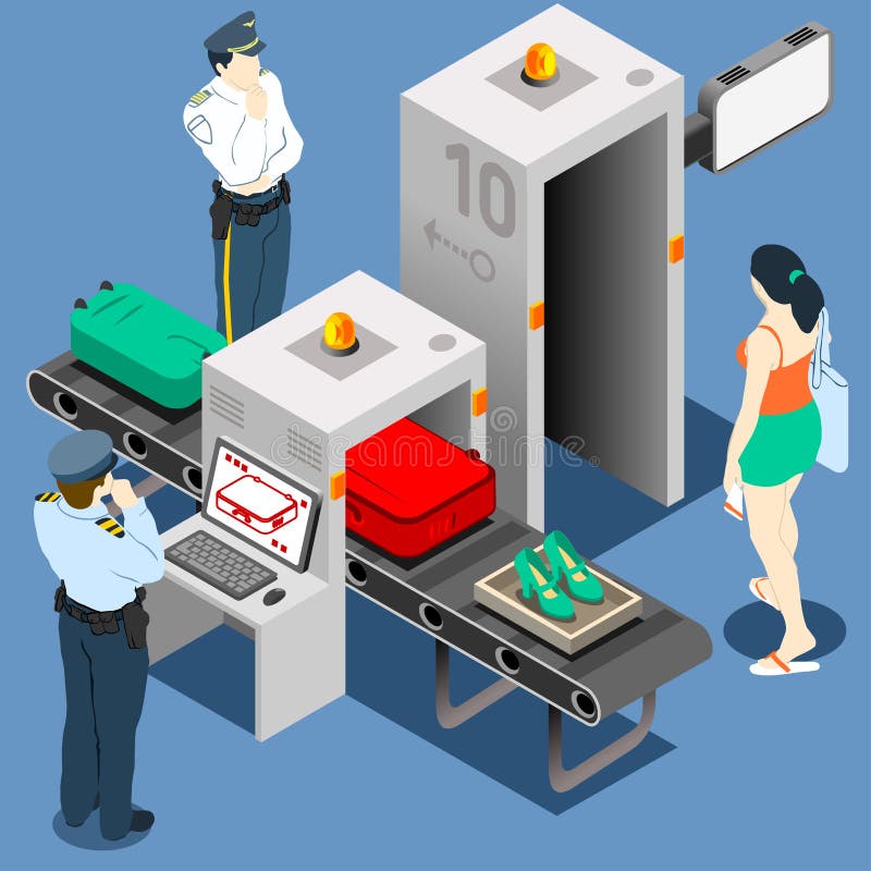Isometric Security Checkpoint Machine Stock Vector - Illustration of ...