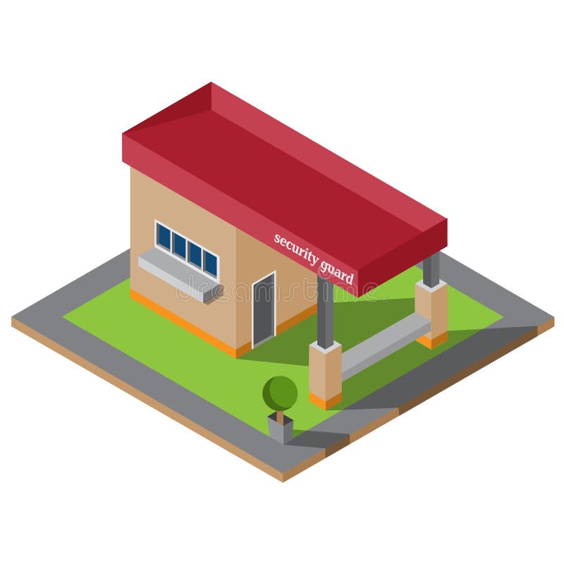Isometric Guardhouse Vector Illustration Stock Vector - Illustration of ...