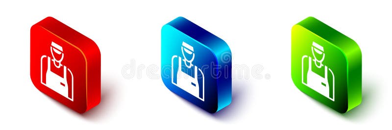 Isometric Seller Icon Isolated on White Background. Red, Blue and Green ...